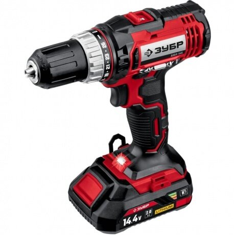 Дрель-шуруповерт ЗУБР С1, 14.4 В, 35 Н·м, 1 АКБ (2 А·ч), кейс (ДШЛ-145-21)