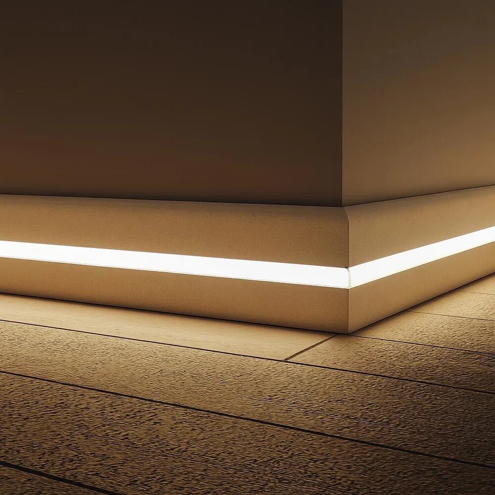 Плинтус для подсветки, МДФ, под покраску, 80 мм x 12 мм x 2000 мм