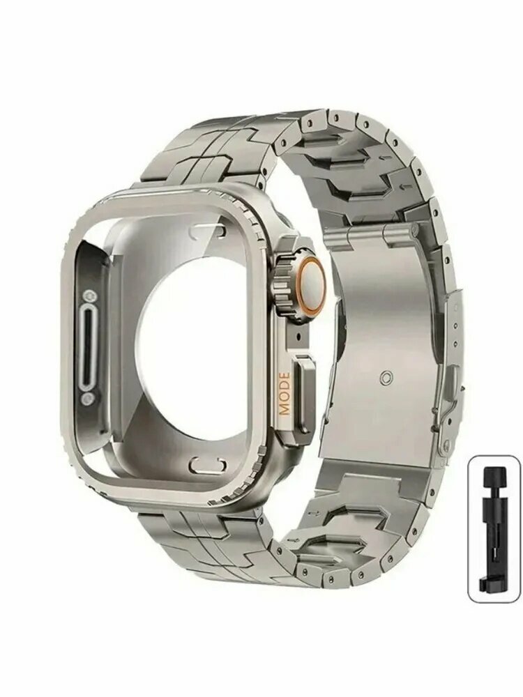 Подходит для Apple Watch S11 10 9 8 7 6 5 4 SE Титановый металлический ремешок Apple Watch Ultra Seconds Металлический корпус