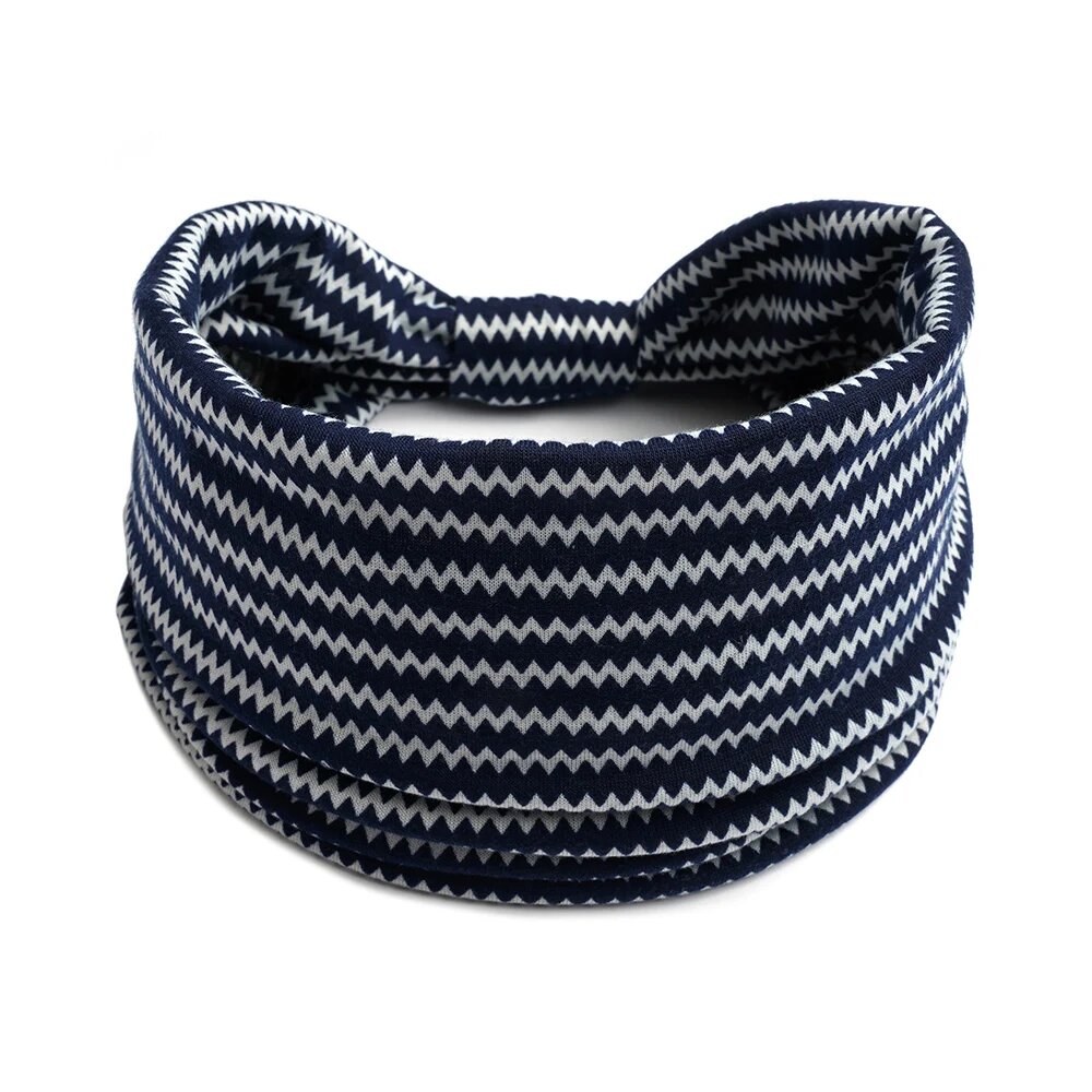 Бохо широкие хлопковые повязки на голову Темно-синий, 45