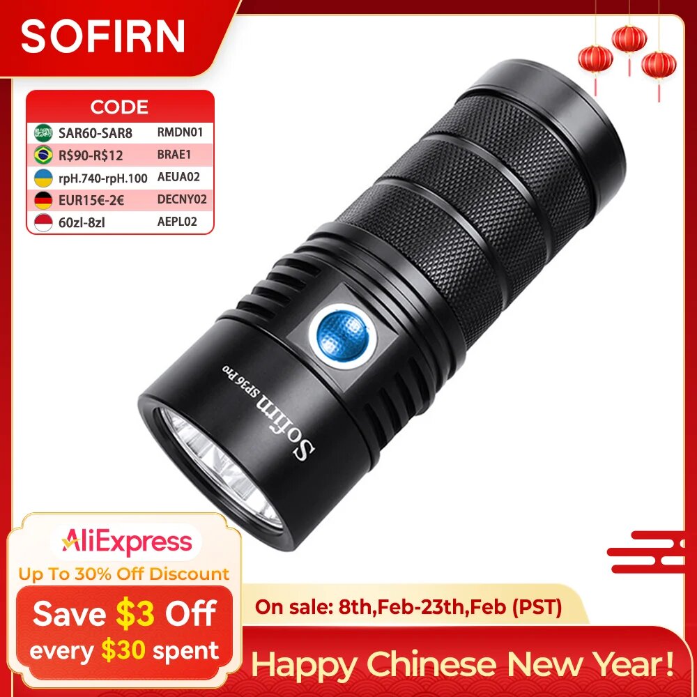 Sofirn SP36 Pro 8000lm LED Фонарик 5000-5300K