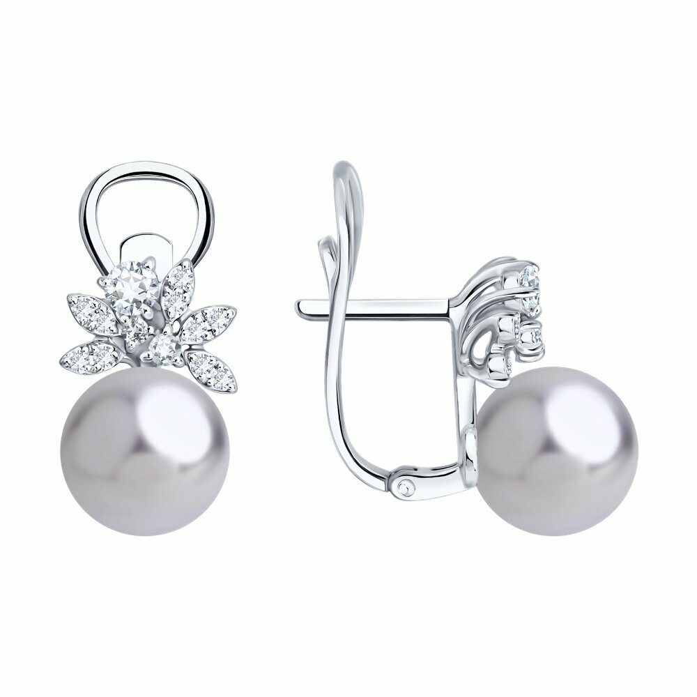 Серьги, белое золото, 585 проба