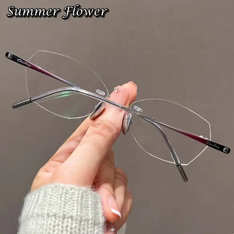 Женские безрамочные очки Summer Flower из титана Silver-Purple