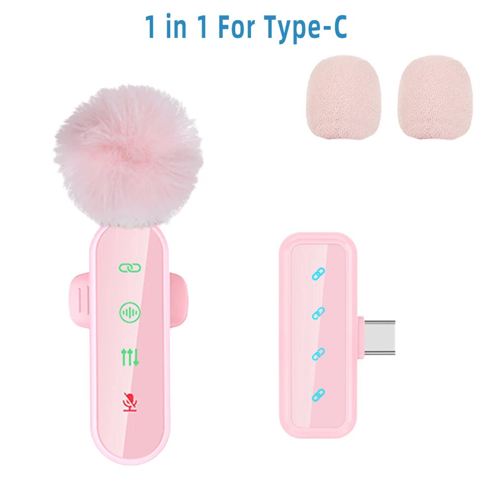 Розовый петличный микрофон Type-C Pink-1-TC