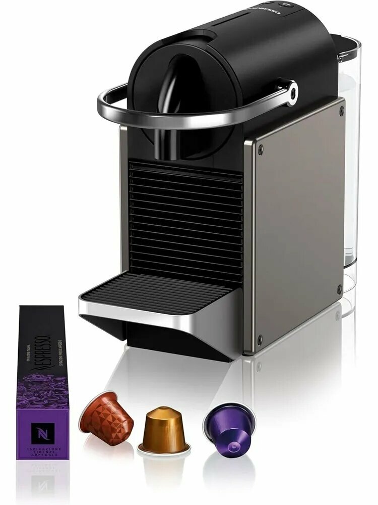 Nespresso Капсульная кофемашина Pixie C62 Titan, серый металлик, черный