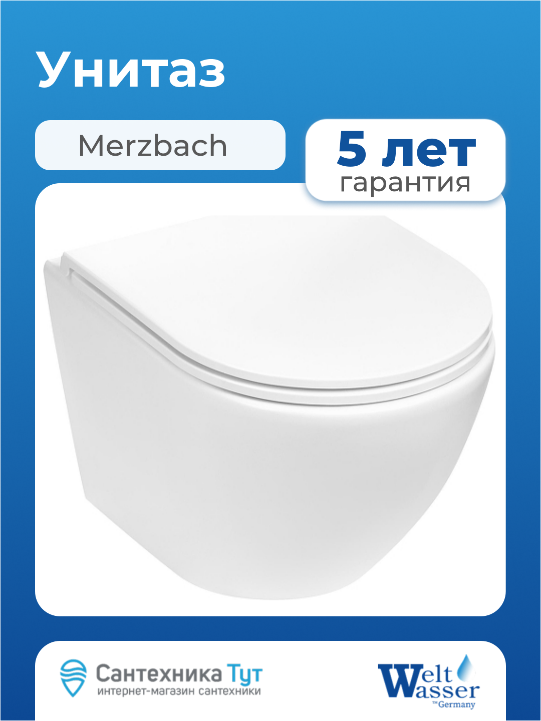 Унитаз WeltWasser Merzbach 043 MT-WT 10000010279 подвесной Белый матовый с сиденьем Микролифт белый фаянс подвесной