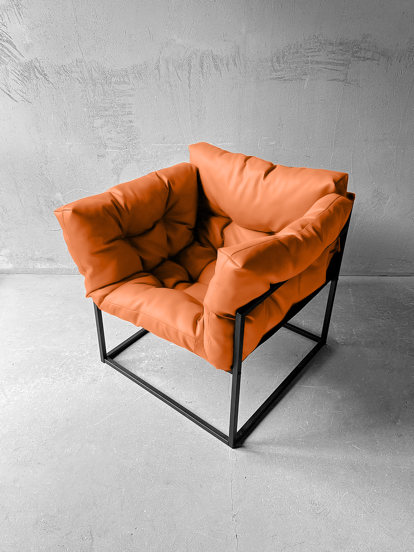 Кресло для отдыха Блок экокожа оранжевый