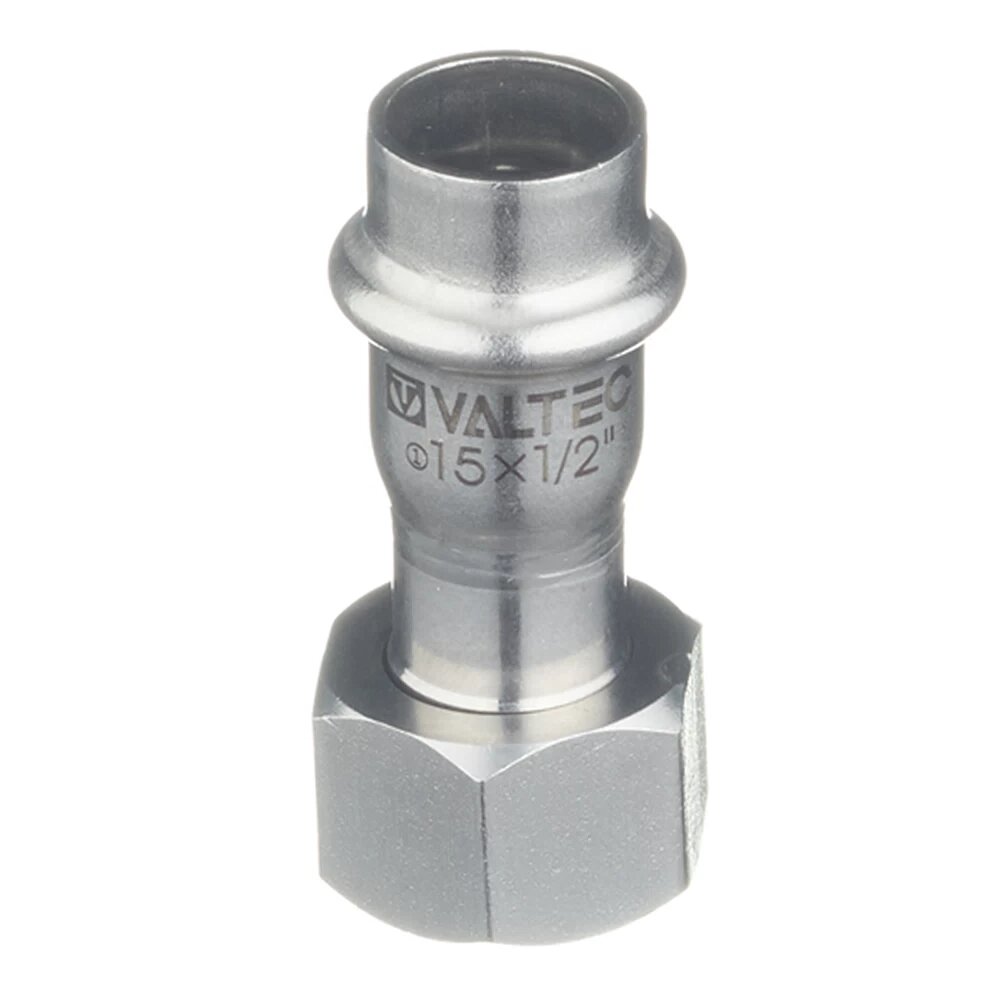 Соединитель VALTEC (VTi.908. I.001504) 15 мм х 1/2 ВР(г) нержавеющая сталь с накидной гайкой Valtec VTi.908. I.001504
