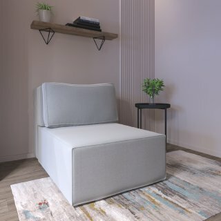 Кресло-кровать КМК, велюр, ЛДСП, пенополиуретан, раскладное, светло-серый