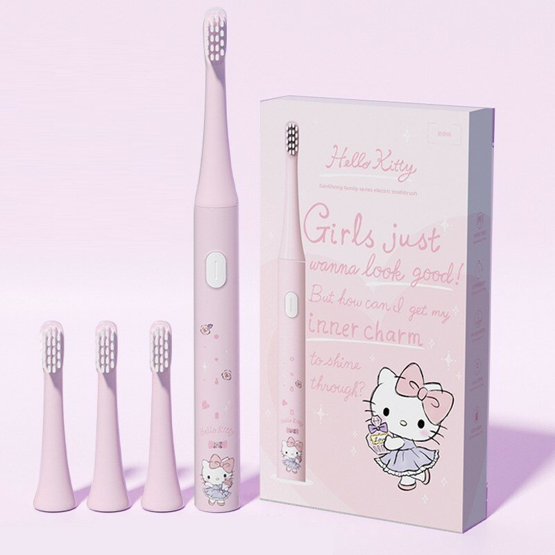 Электрическая зубная щетка Hello Kitty T3 с 4 щетинками, 3 режимами очистки, батареей на 60+ дней