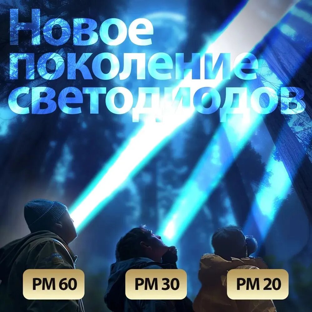 Фонарь-прожектор светодиодный PM60-TG 8000 Лм 5000м IP65 черный матовый с аккумуляторами 18650 — фото 1