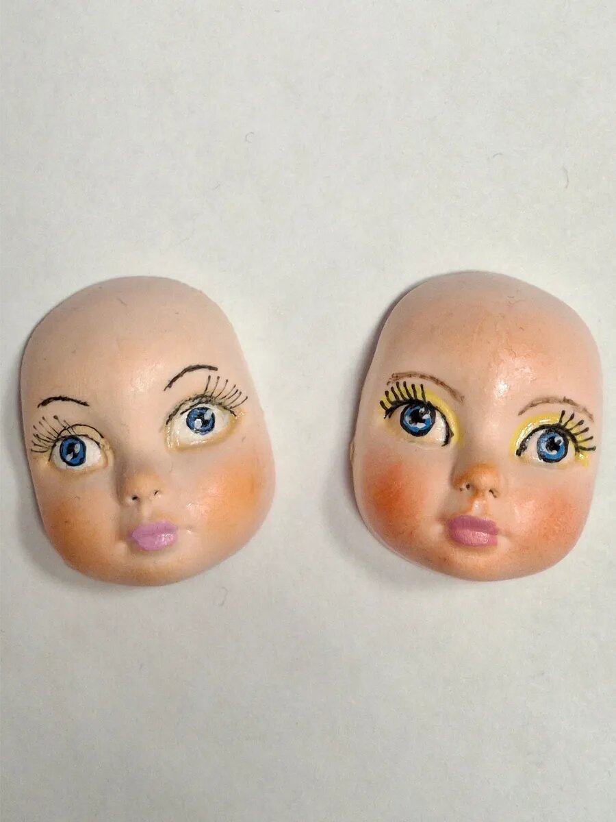 Набор раскрашенных лиц 2 шт для ватных игрушек