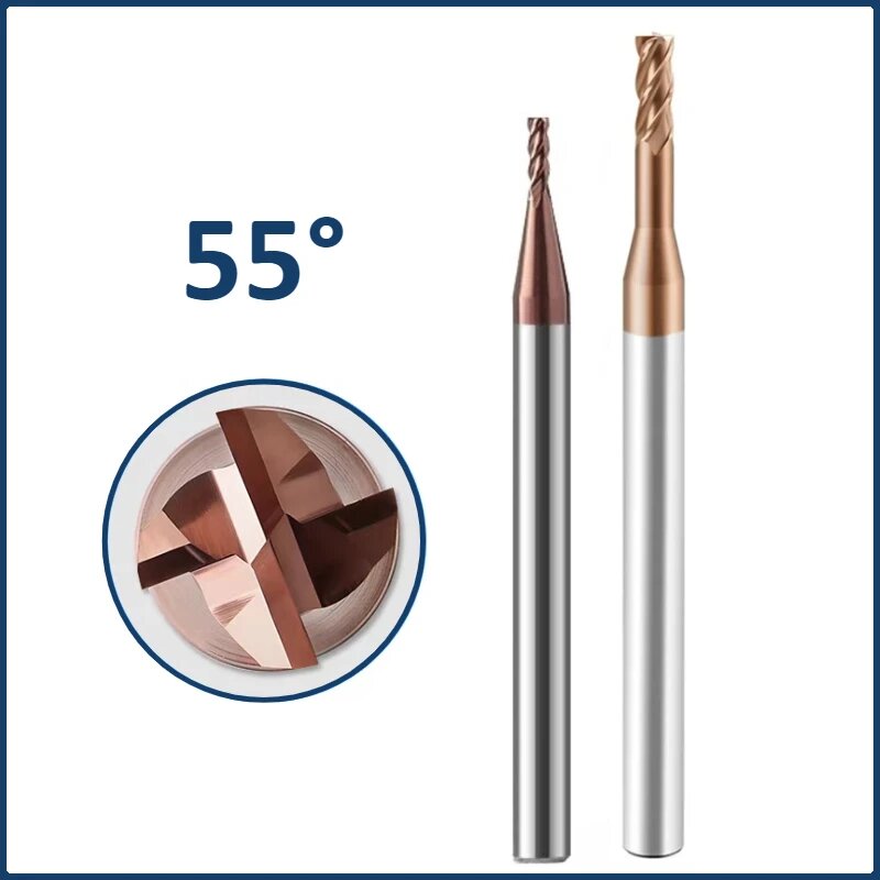 Твердосплавные удлиненные плоские концевые фрезы, фрезы с глубокими канавками, 4-зубые, D1x16xD4x50