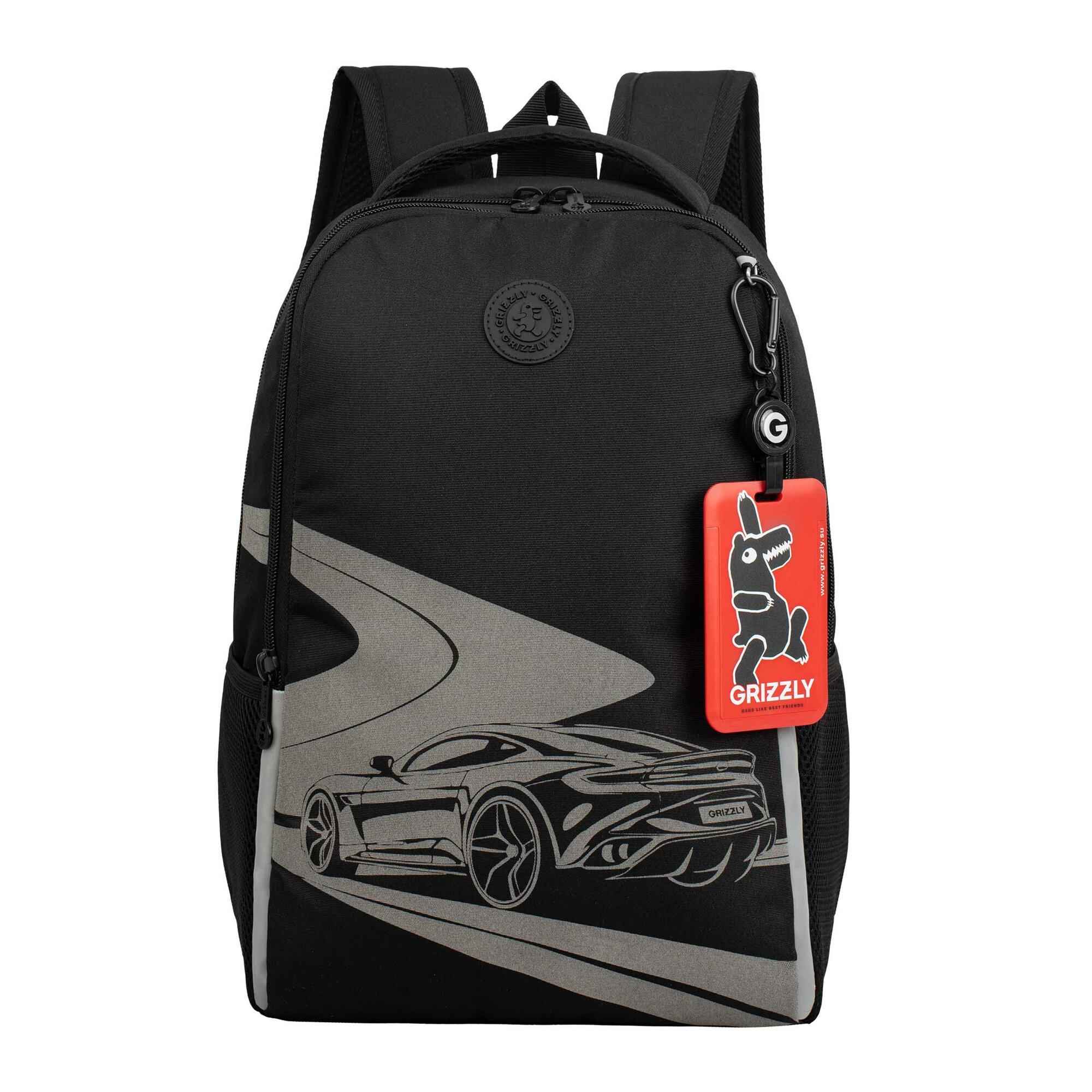 Рюкзак школьный 2отд. Черный-серый 29х38х16см GRIZZLY RB-651-6/1 (муж)