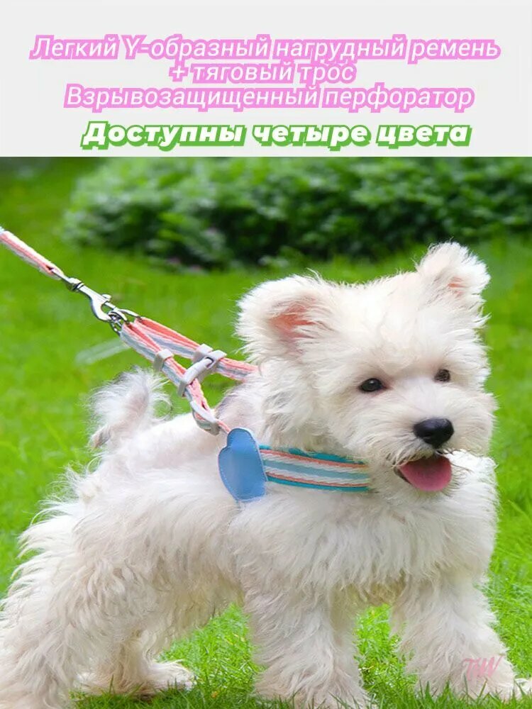 Шлейка для собак мелких пород и кошек регулируемая Wonder Pet / розовый / размер S