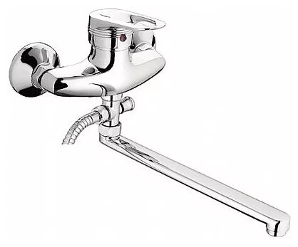 Смеситель для ванны Ledeme L2156, латунь, поворотный излив, хром, кнопочный дивертор