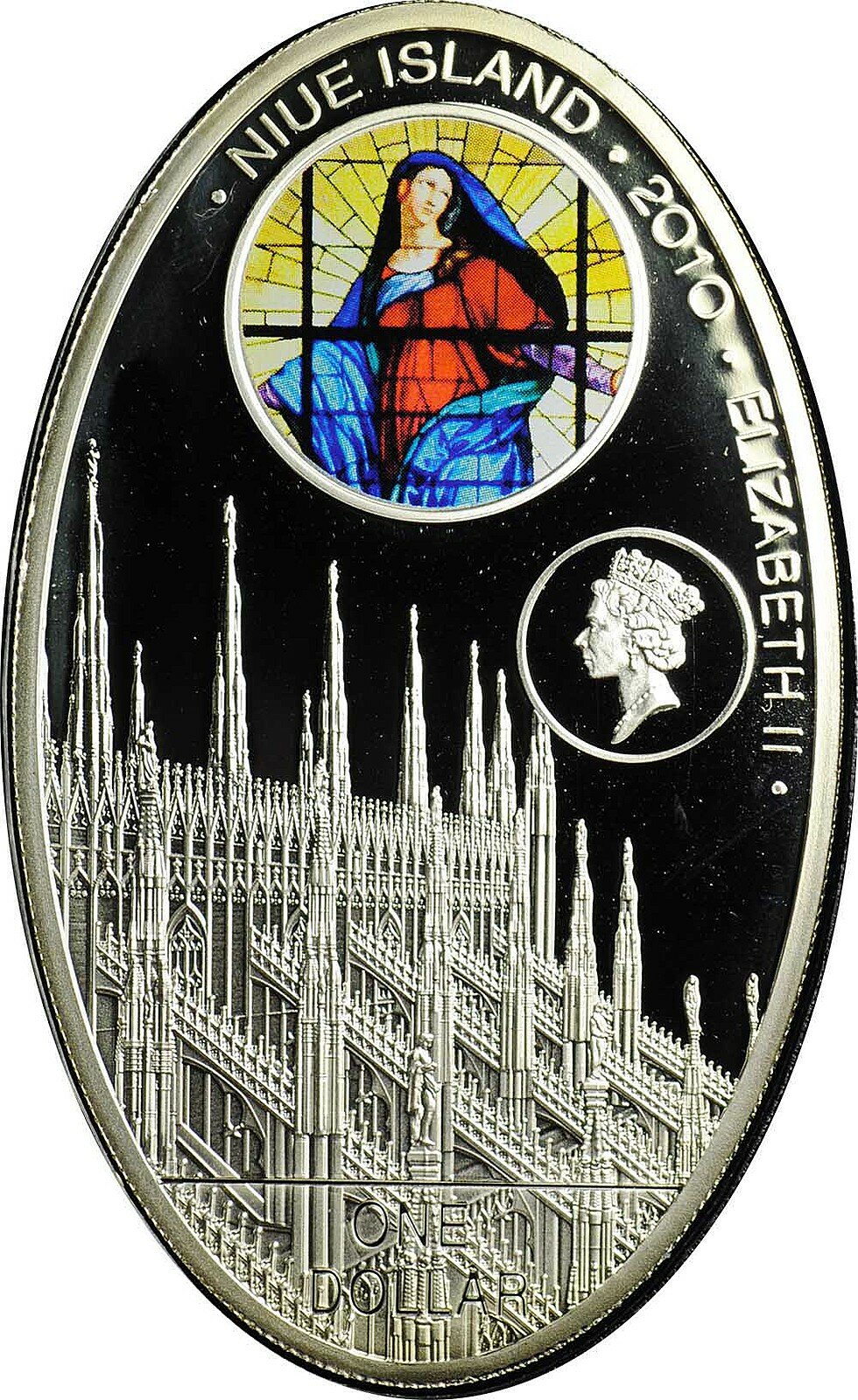 Монета 1 доллар 2010 Собор Дуомо Милан Ниуэ