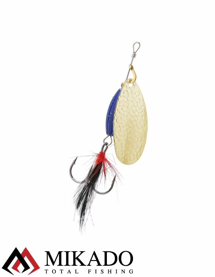 Блесна вращающаяся с кисточкой Mikado M-GRUB № 2, 7 г, GOLD/BLUE KNIGHT