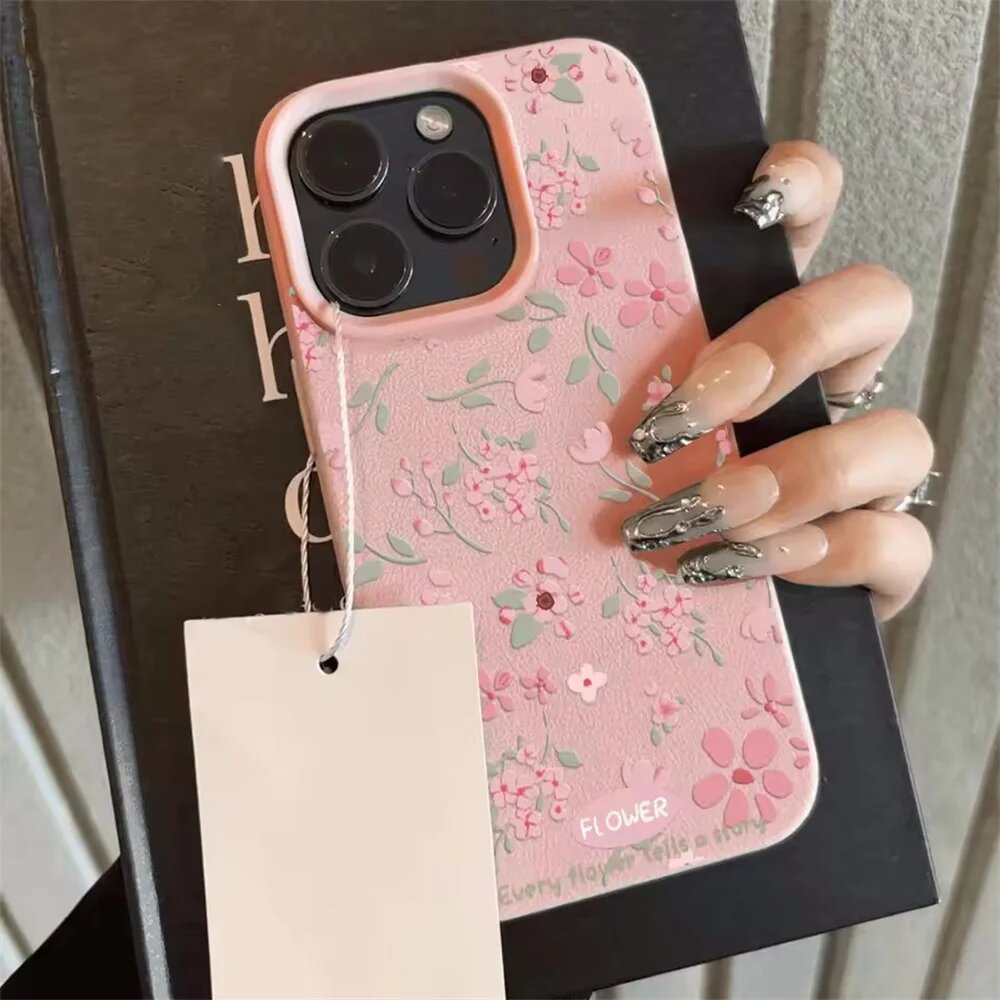 Милый красочный чехол для телефона с цветочным принтом для iPhone pink-ycb0001, For iPhone 15 ProMax