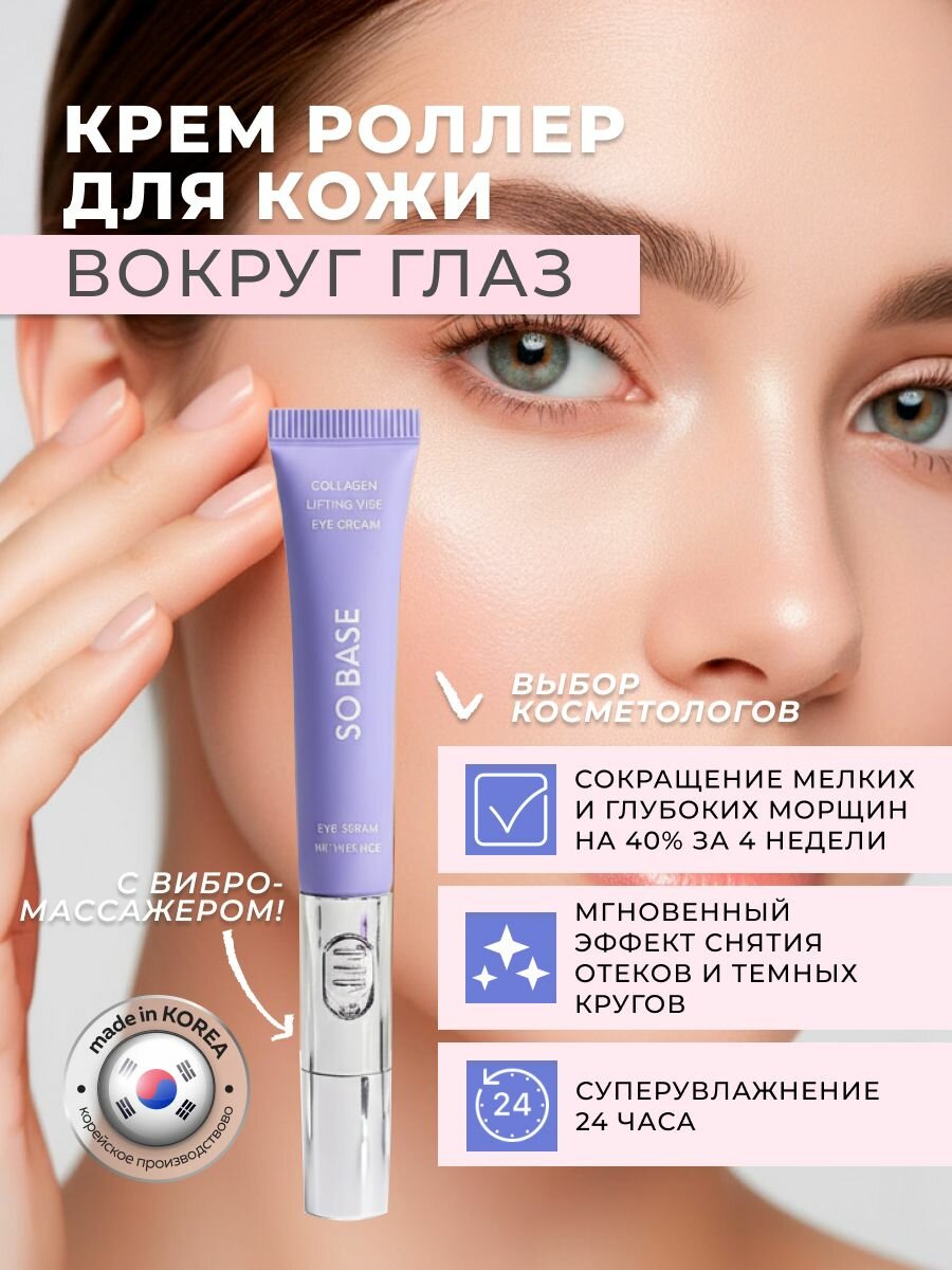 Крем для глаз, со встроенным роллером, коллагеновый лифтинг, крем для кожи вокруг глаз антивозрастной, 15 мл