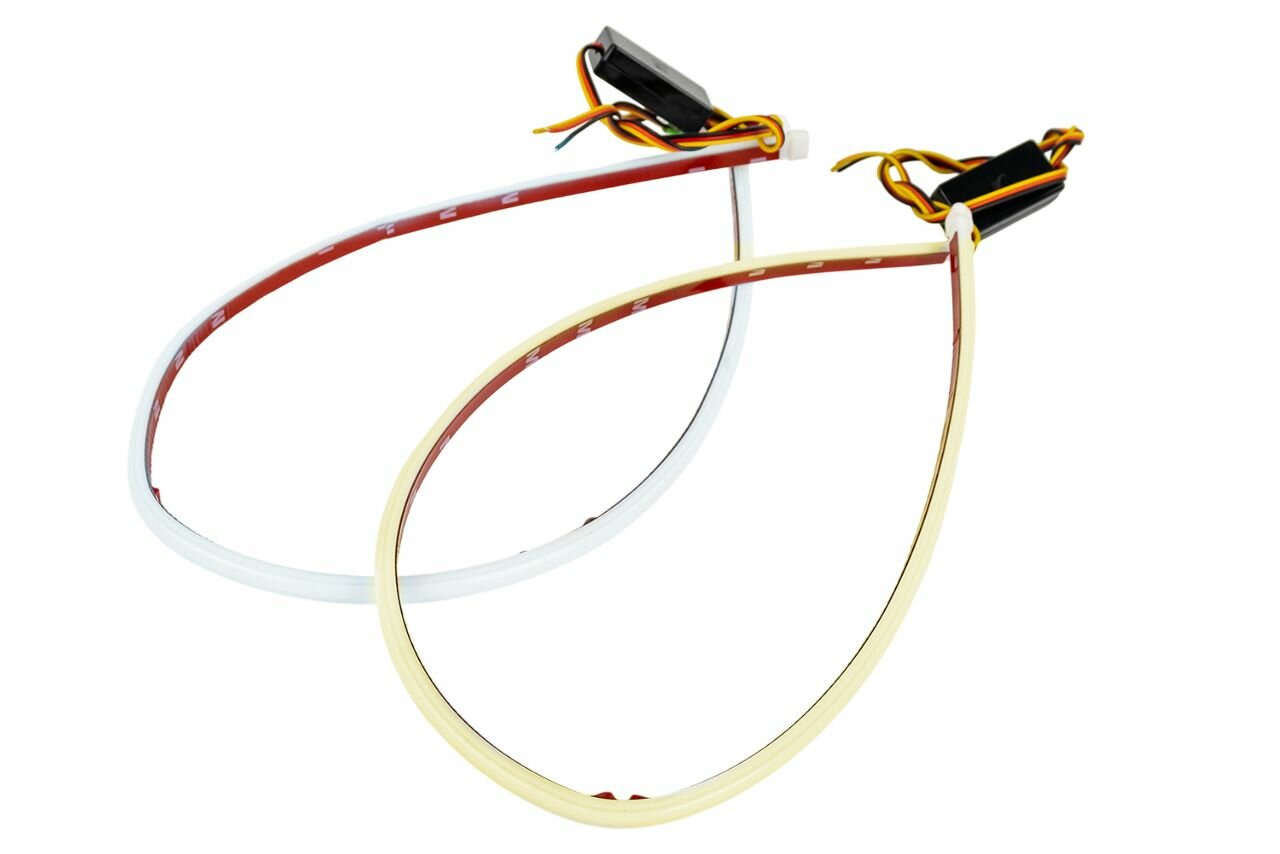 Гибкие круговые светодиодные ленты ДХО Sal-Man (2шт) 60см бело-желтые с повторителем поворотника универсальные