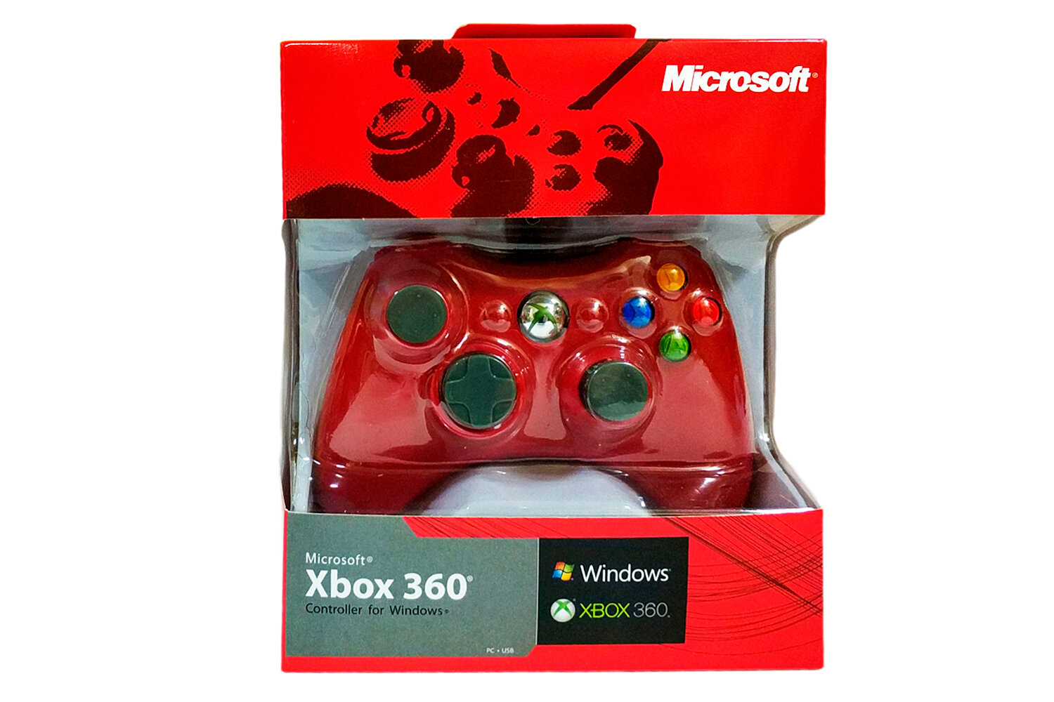 Джойстик проводной XBox 360 RED (красная упаковка)