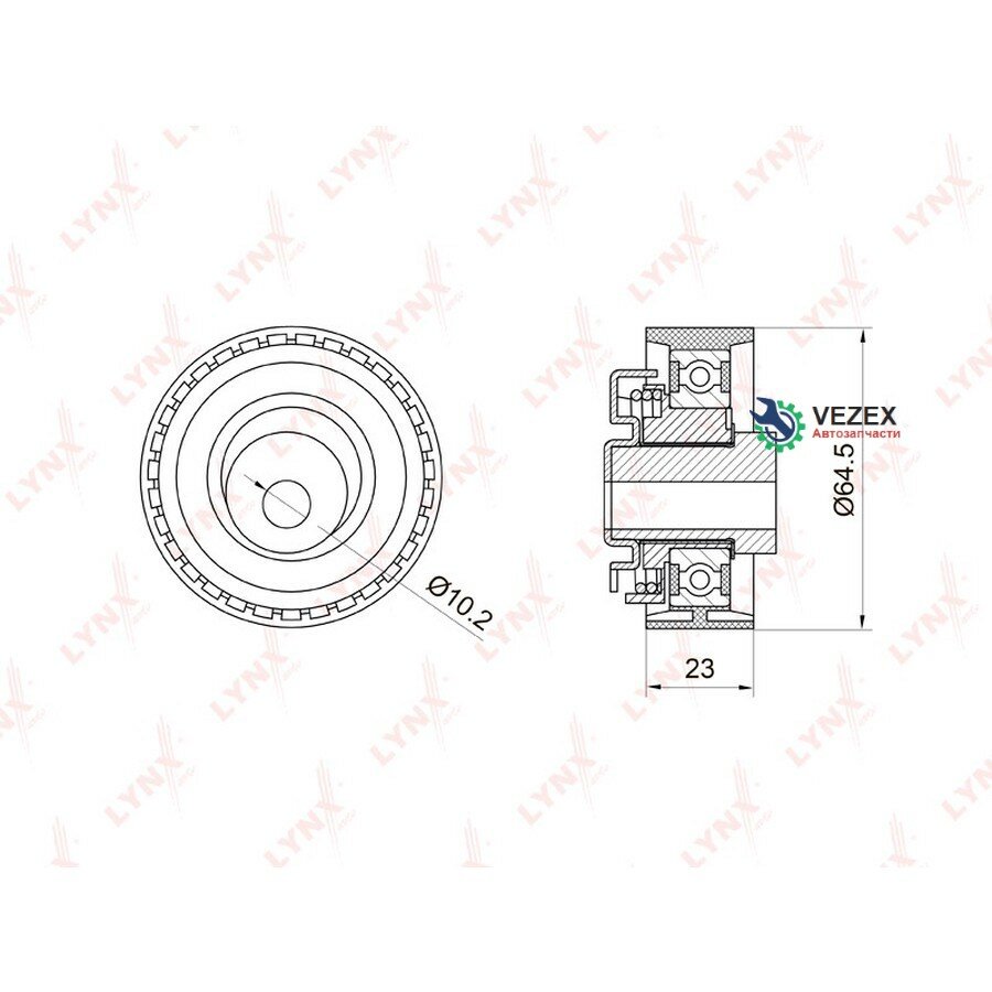 LYNXAUTO PB1027 Ролик натяжной ремня ГРМ LADA GRANTA 2190-94/KALINA 2192-94/LARGUS/PRIORA 2170/72 LADA Granta 1.6 11> / Kalina 1.6 04>