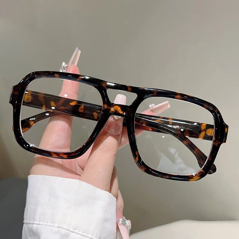 FELRES Винтажные квадратные очки для чтения с защитой от синего света Leopard, +50, Коричневый