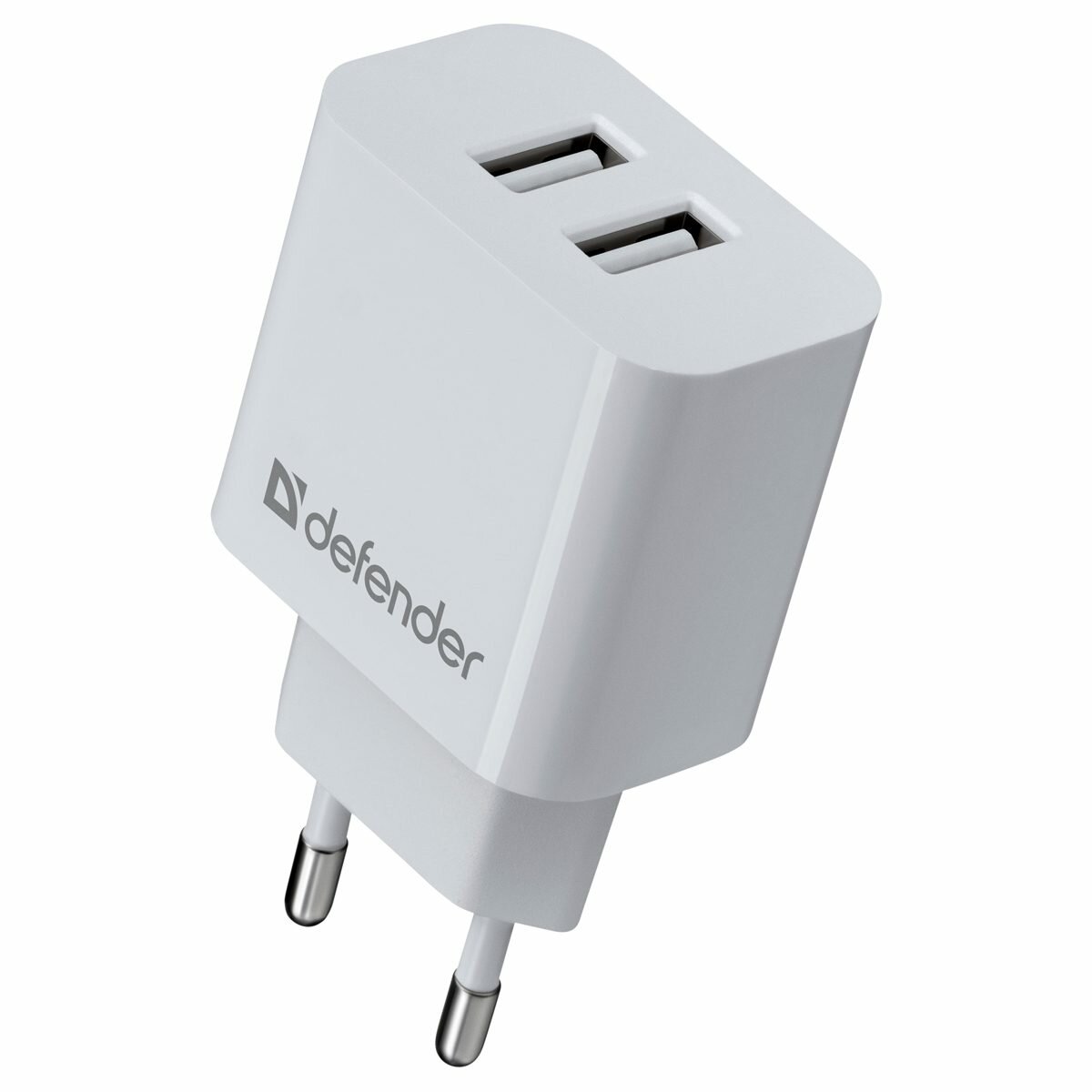 Сетевое зарядное устройство Defender UPA-22 белый, 2xUSB, 2.1А output, черный (83580)