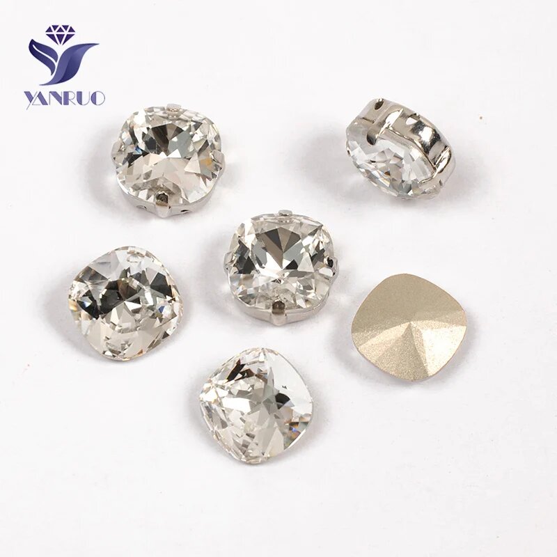 YANRUO стразы стеклянные 12mm, Crystal, серебряный, 12шт