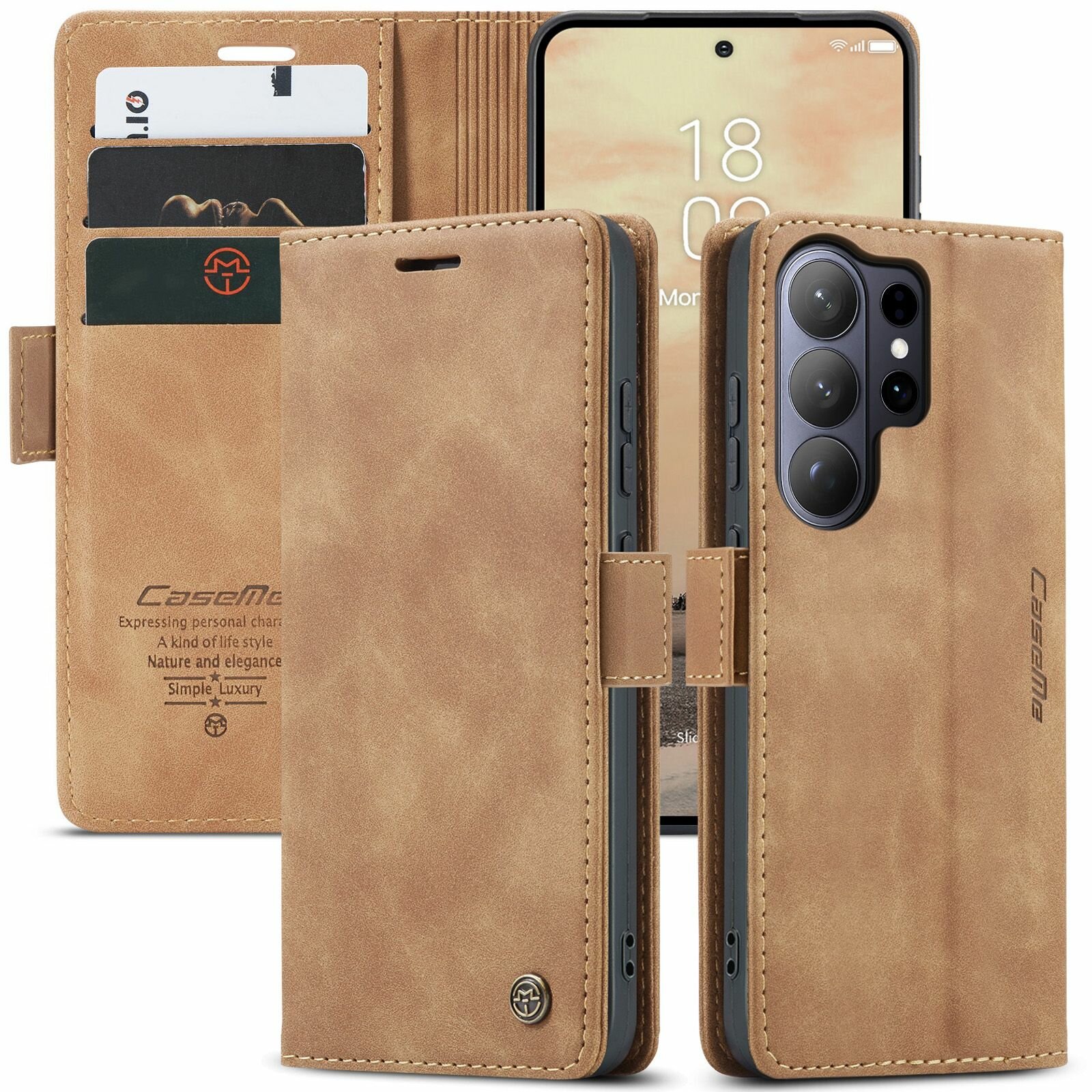 Чехол-книжка CaseMe Matte Samsung Galaxy S26 Ultra светло-коричневый