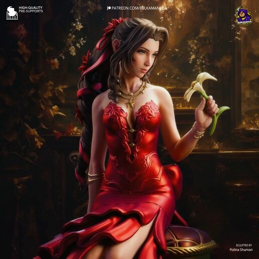 Сборная модель Aerith in Red Dress (Final Fantasy VII), 177мм, 1/8 для покраски