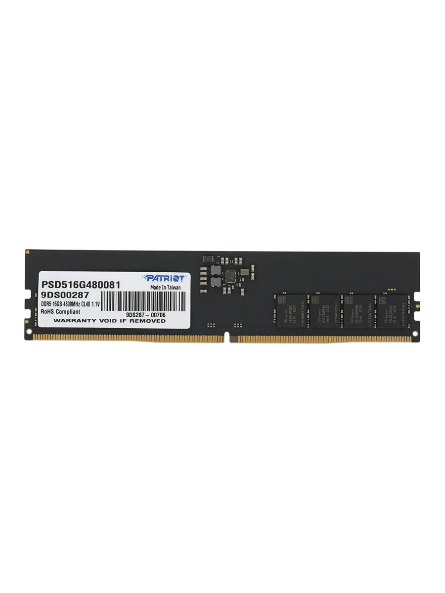 Память PATRIOT DDR5 DIMM 16Gb (PC38400, 4800MHz, CL40, 1.1V, RTL) (PSD516G480081)