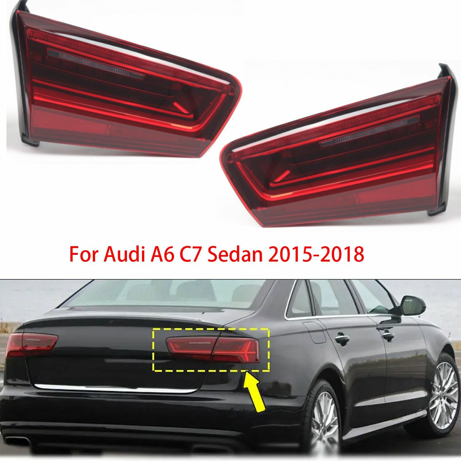 Auforalter Фары автомобильные, Задний фонарь, 2 шт, арт. 4G5945093E;4G5945093D/4G5945094E/4G5945094D/Светодиодный задний фонарь для Audi A6 C7 2015 2017 2018 Габаритные огни заднего фонаря с лампочками Автомобильные аксессуары