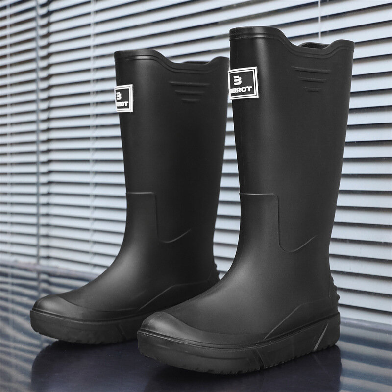 Мужские резиновые сапоги, высокие нескользящие сапоги для рыбалки, водонепроницаемая обувь, теплые кухонные резиновые сапоги на флисовой подкладке, накладки на подошву для мойки автомобилей. Размер обуви. EU:44