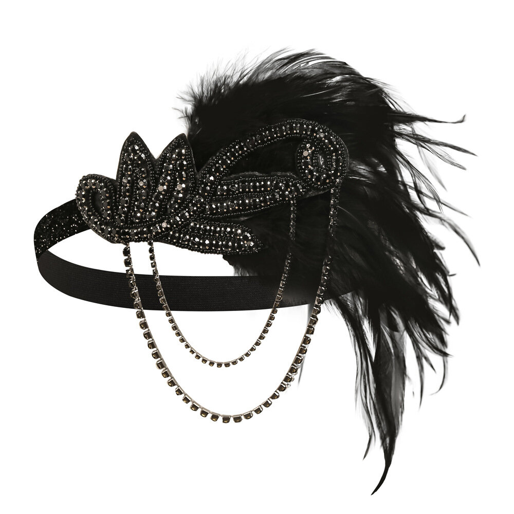 Женский головной убор для маскарада в стиле 1920-х годов, повязка на голову с перьями в стиле флаппер, аксессуар для вечеринки в стиле Гэтсби.