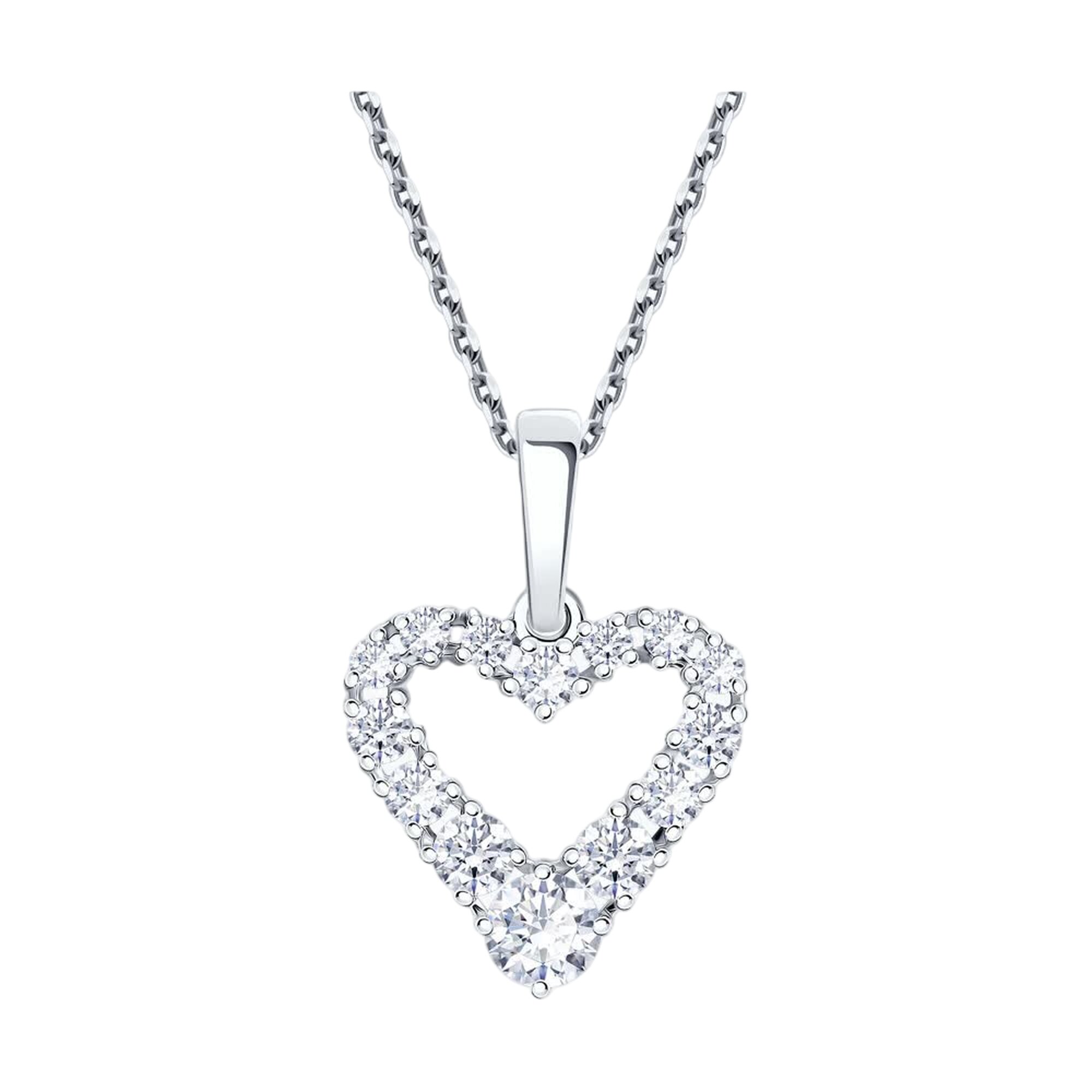 Подвеска, белое золото, 585 проба, фианит