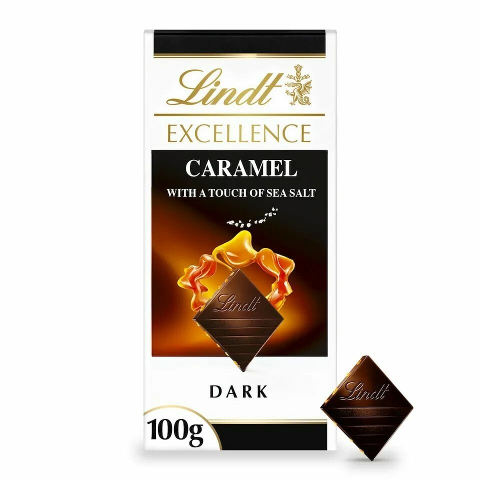 Шоколад темный Lindt Excellence Caramel with a touch of sea salt с карамелью и морской солью, 100 гр (Франция)