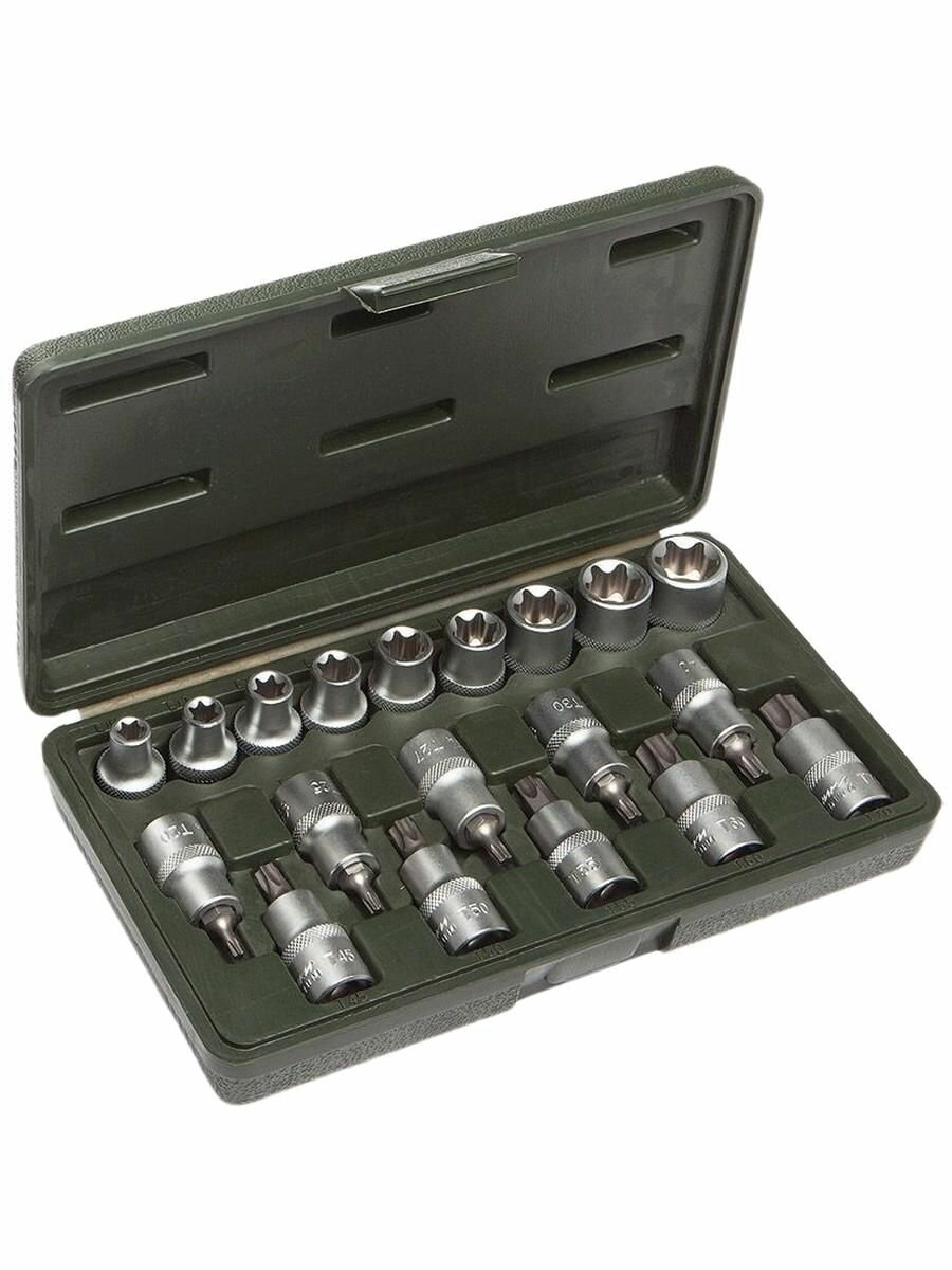 Набор головок и головок со вставкой TORX 1/2" 19пр в кейсе, Дело Техники, 623719