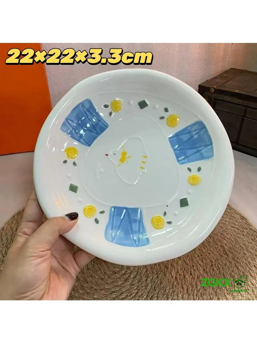 Керамические тарелки из серии Маленький летающий голубь - 22×22×3.3cm / Тарелка с пастой / Тарелка с фруктами