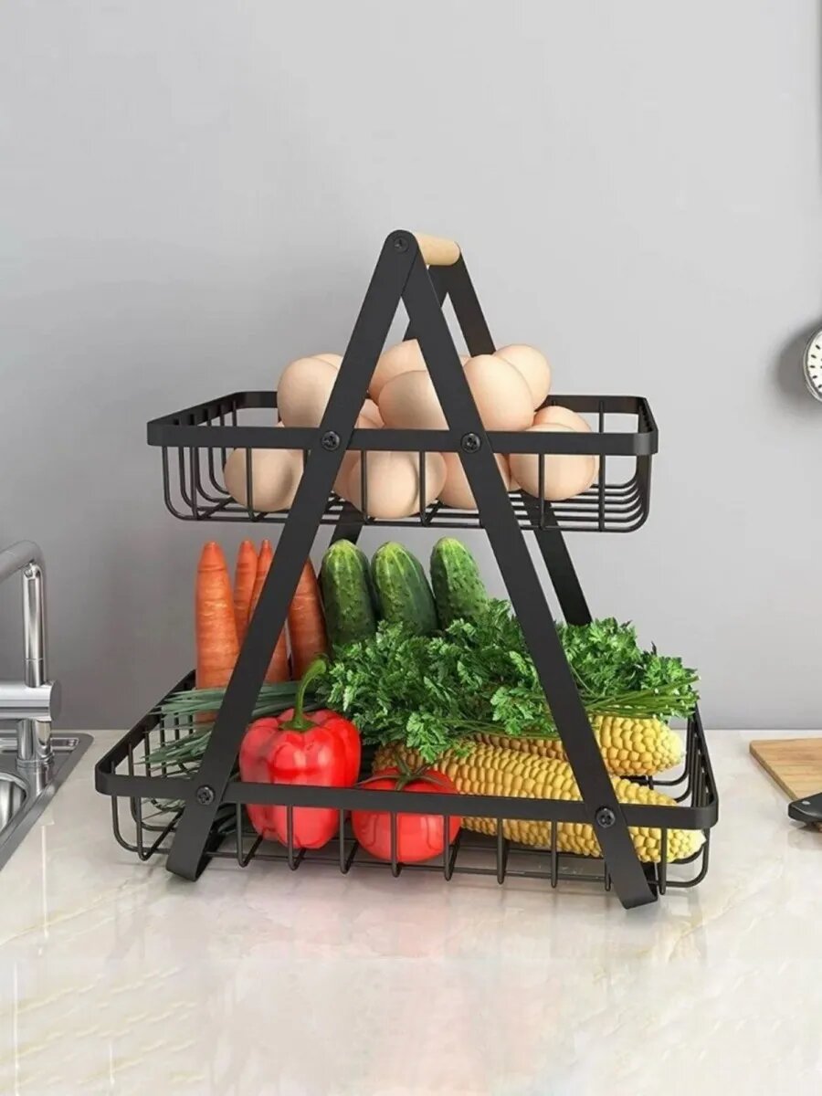 Двухъярусная металлическая фруктовница