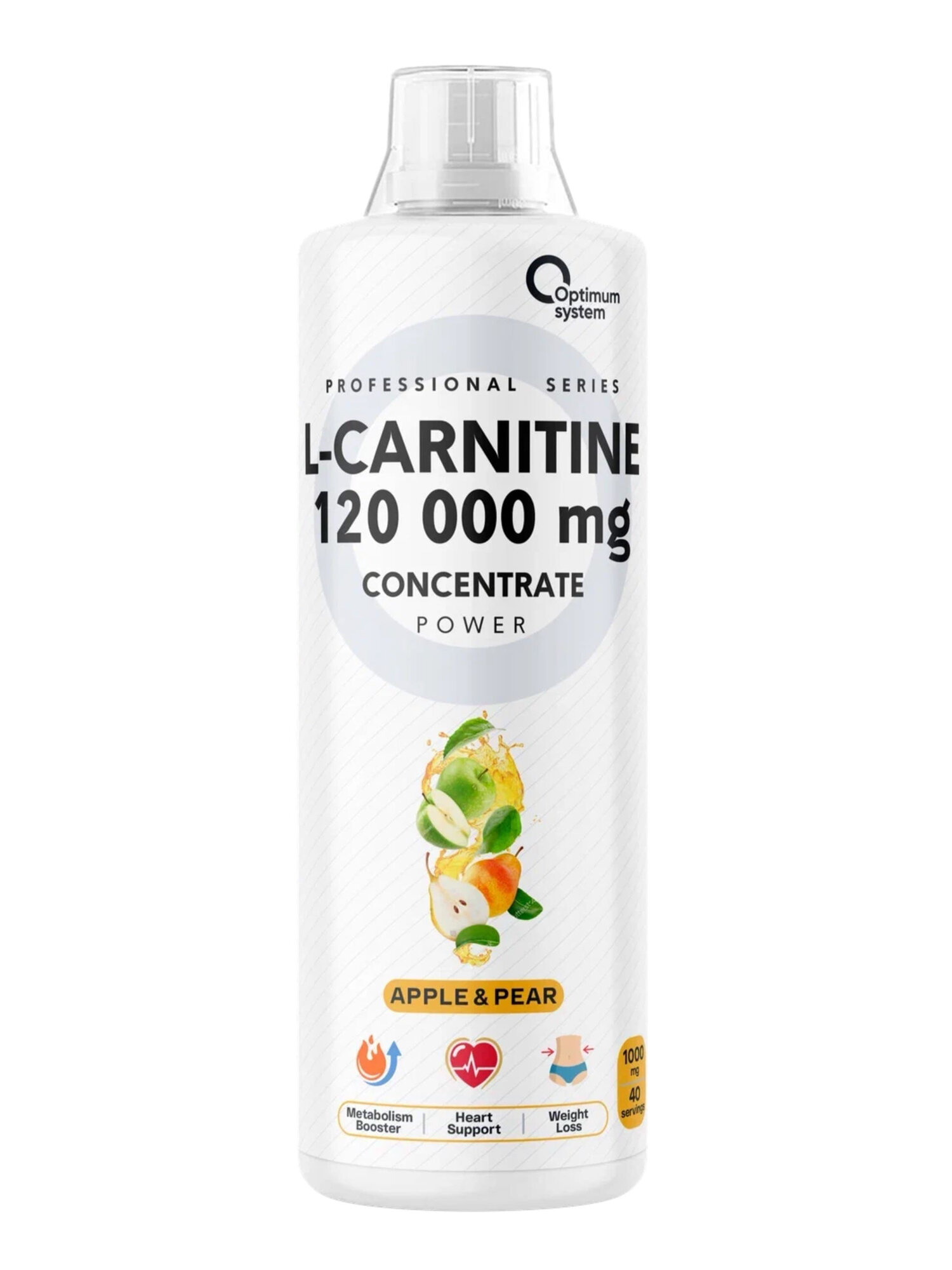 Optimum System L-Carnitine Concentrate Power, Л-Карнитин Концентрат 120000 1000 мл - Яблоко-груша