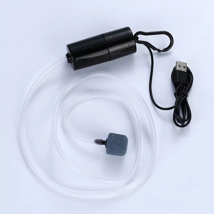 USB мини насос для аквариума с малым объемом воздуха, одинарной трубкой и аэратором, черный