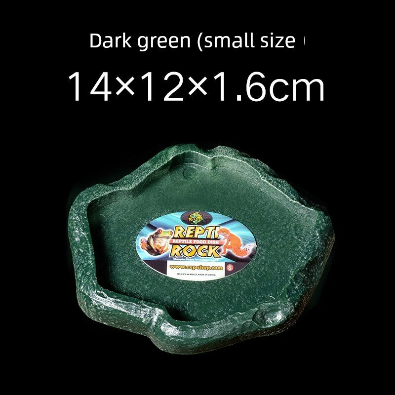 Резиновая копия камня кормушка и поилка для рептилий, темно-зеленый, малый размер - идеально для черепах и гекконов
