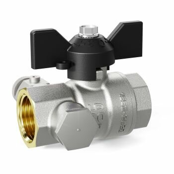 Кран шаровой муфтовый полнопроходной со спускным устройством (бабочка) LD Pride 44.344.15.20