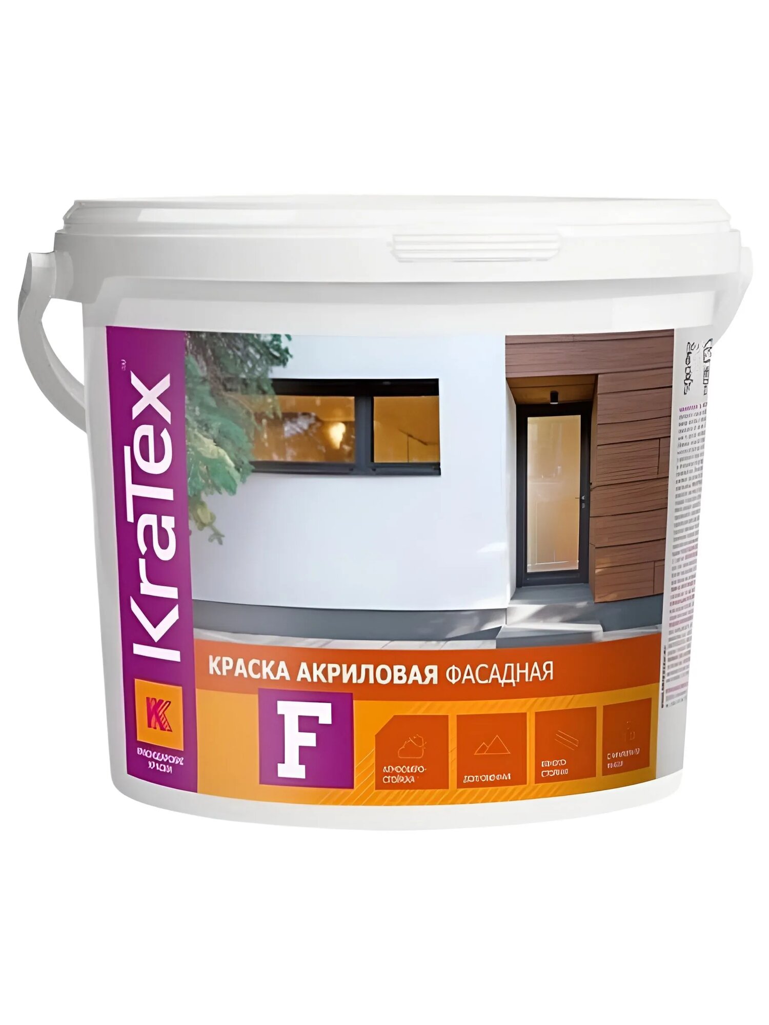 Краска для фасадов "KRATEX" (F) акриловая, белая, матовая 3,0кг