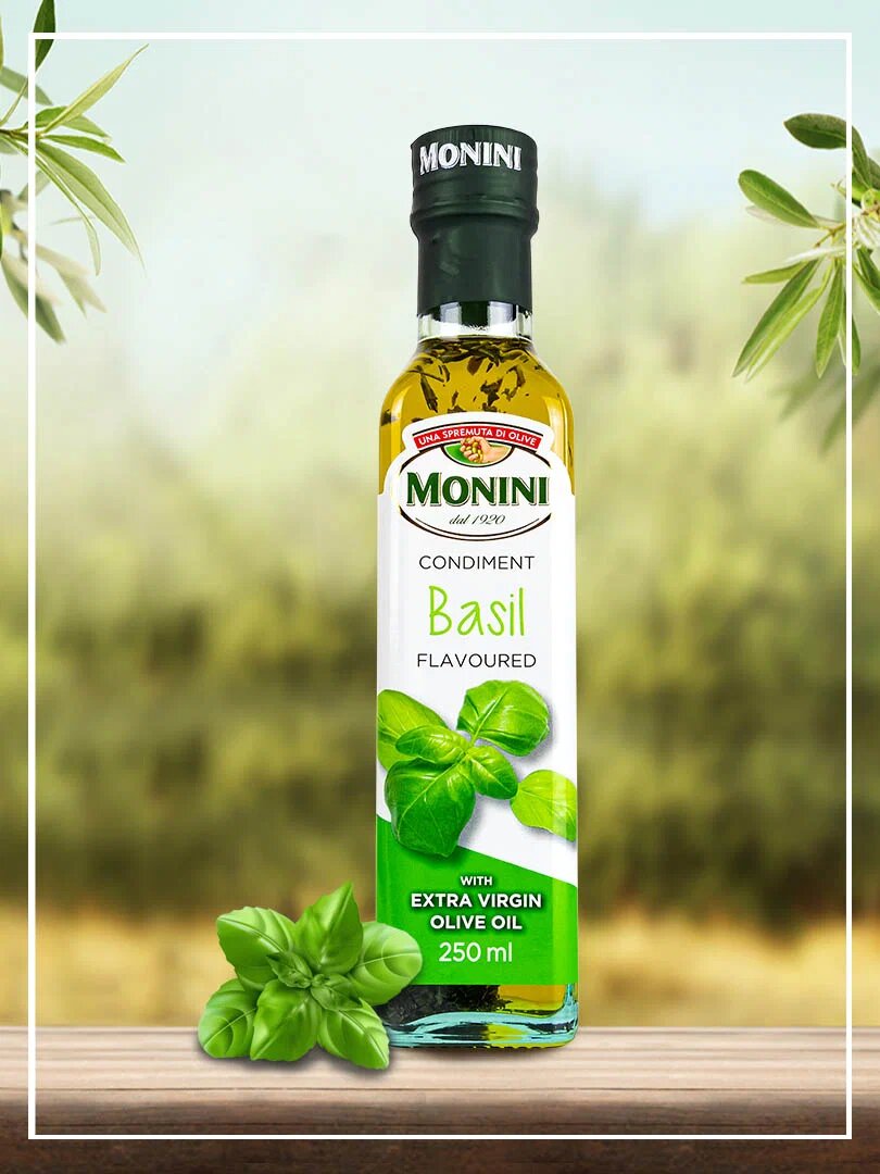Оливковое масло Monini Extra Virgin Базилик нерафинированное, 0,25 л