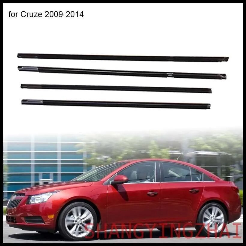 Уплотнитель автомобильный для Chevrolet Cruze 2009-2014, комплект 4 штуки, черный