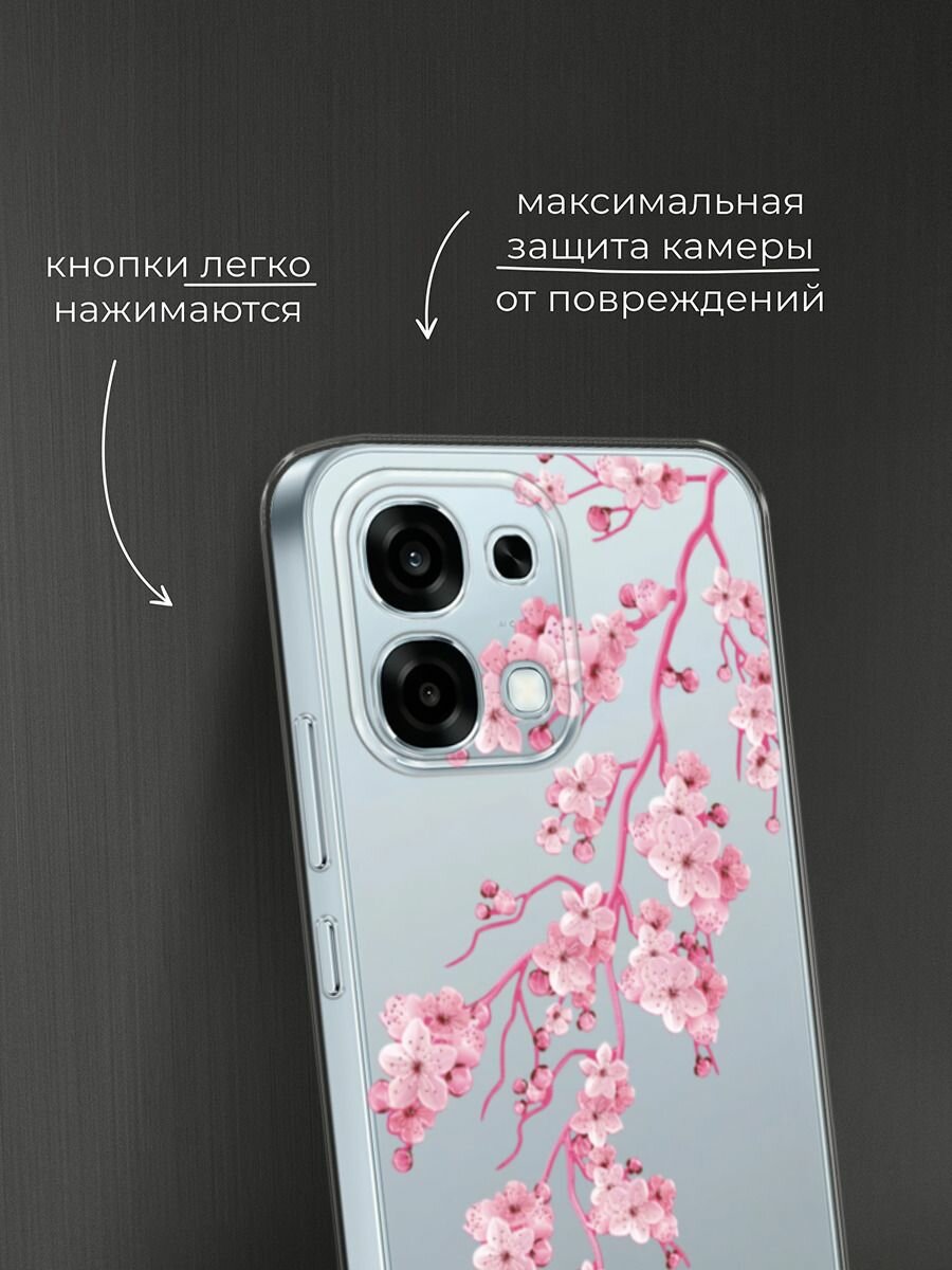 Силиконовый чехол на Oppo A6 Pro / Оппо A6 Про с принтом Ветка сакуры 2 — фото 1