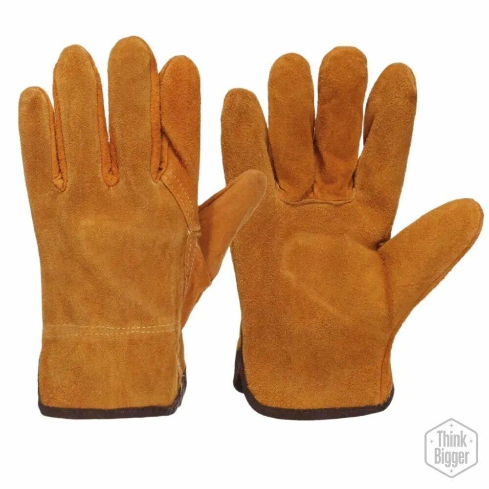 Мягкие двухпалые сварочные перчатки из кожи второго слоя, защита от брызг